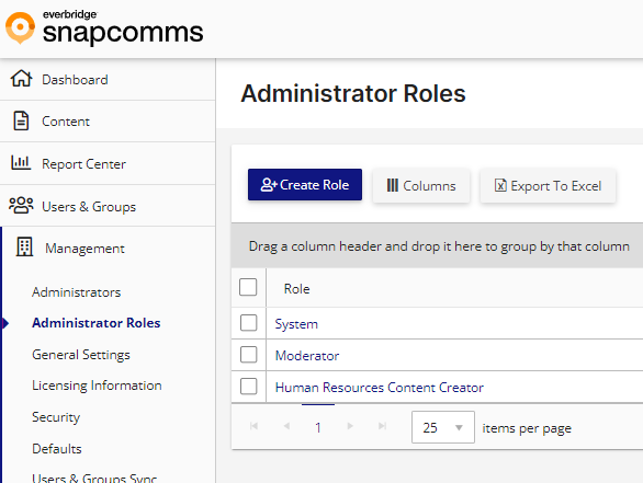 Management - Administrator Roles – SnapComms