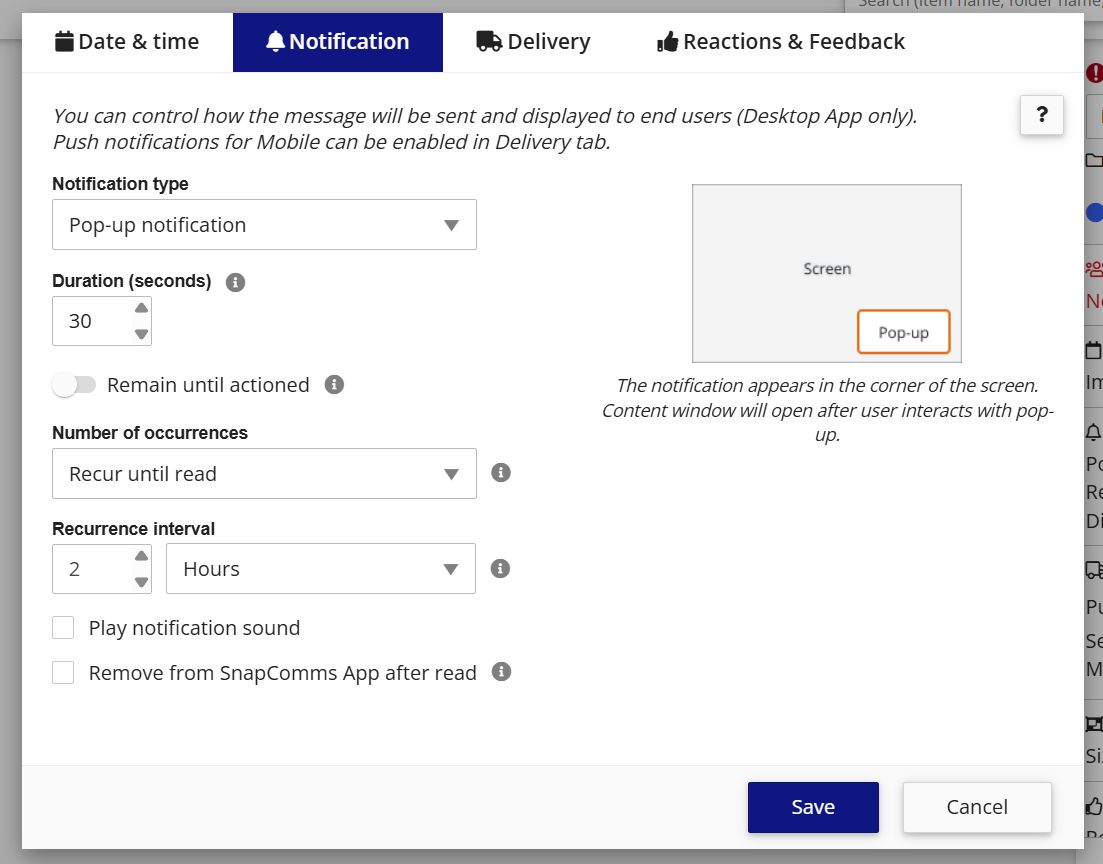 Notification Settings – SnapComms